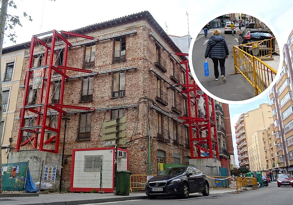 El abandono de la reforma del edificio centenario de Caño Argales obliga a los peatones a pasar ...